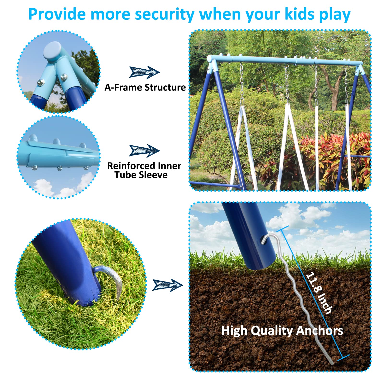 SMkidsport Swing Sets for Backyard 500 lbs Heavy Duty, Playgroup Set ...