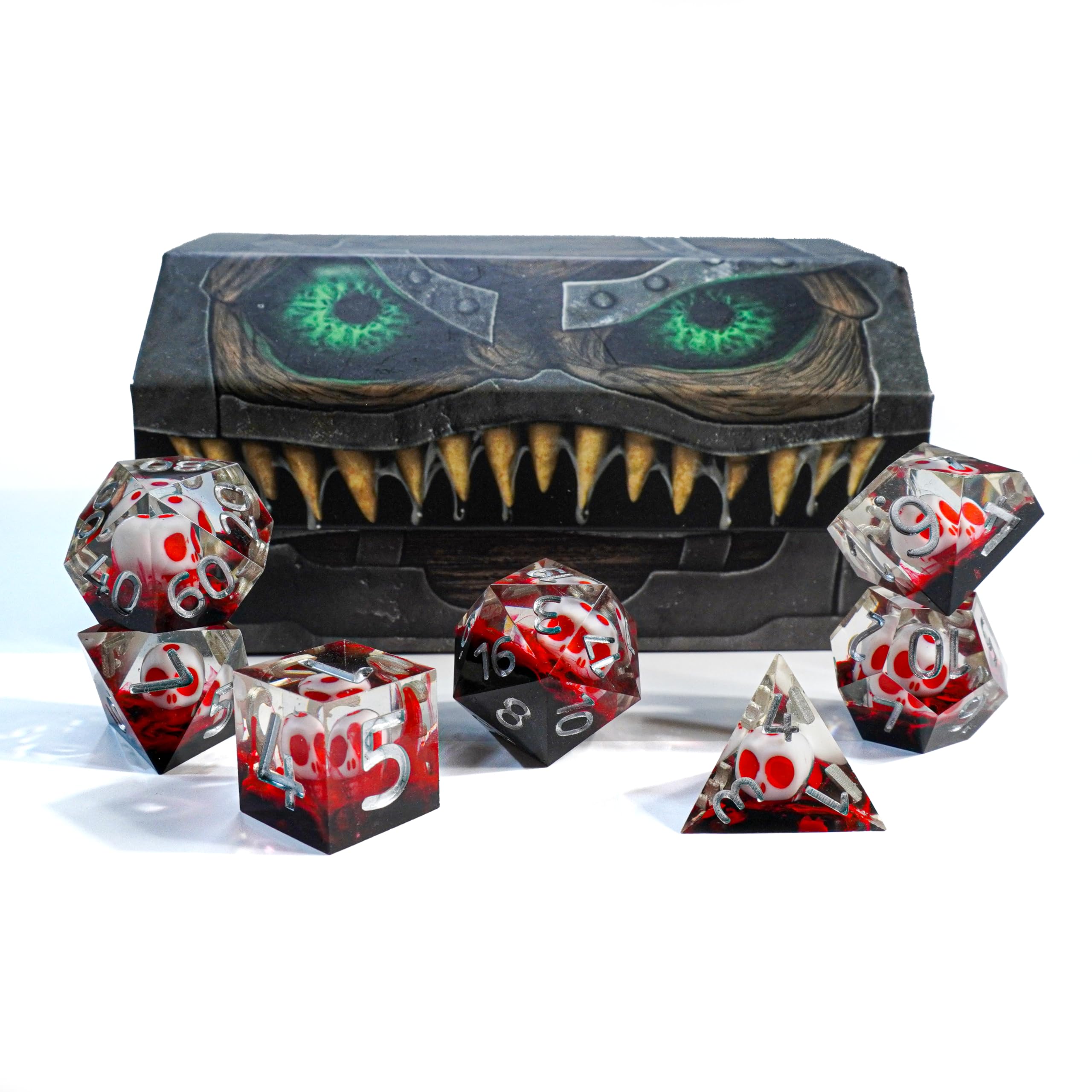 Amazon.com: Mimic Dice Premium 7-Piece Sharp Edge Resin DND Dice Set ...