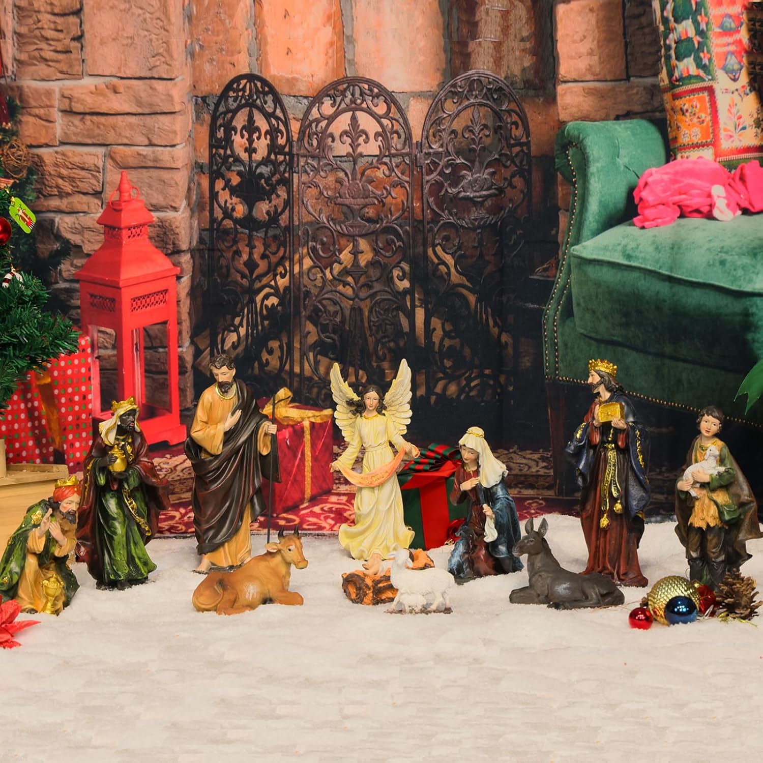 Amazon.com: Bumilgar 12" H Nativity Scene Set, 11Pcs Resin Christmas ...