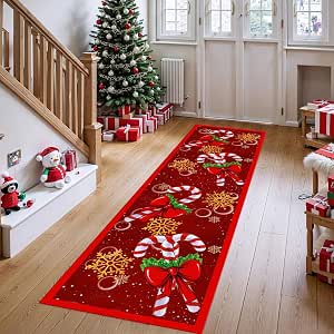 Amazon.com: Fouiunler Red Christmas Hallway Runner Rug,2.6x7ft,Red ...