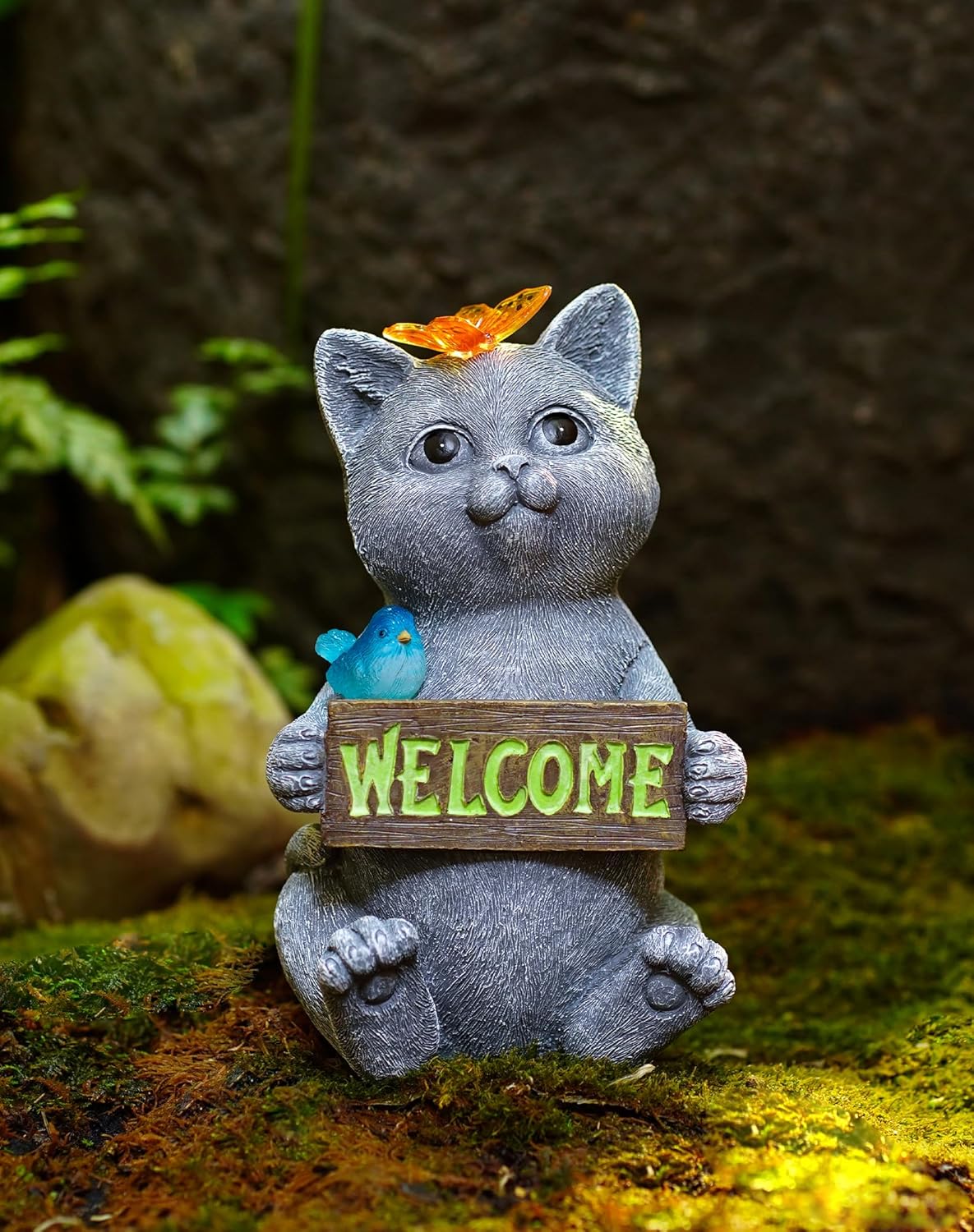 Amazon.com: Goodeco Solar Cat Garden Statue - Outdoor Welcome Cat Decor ...
