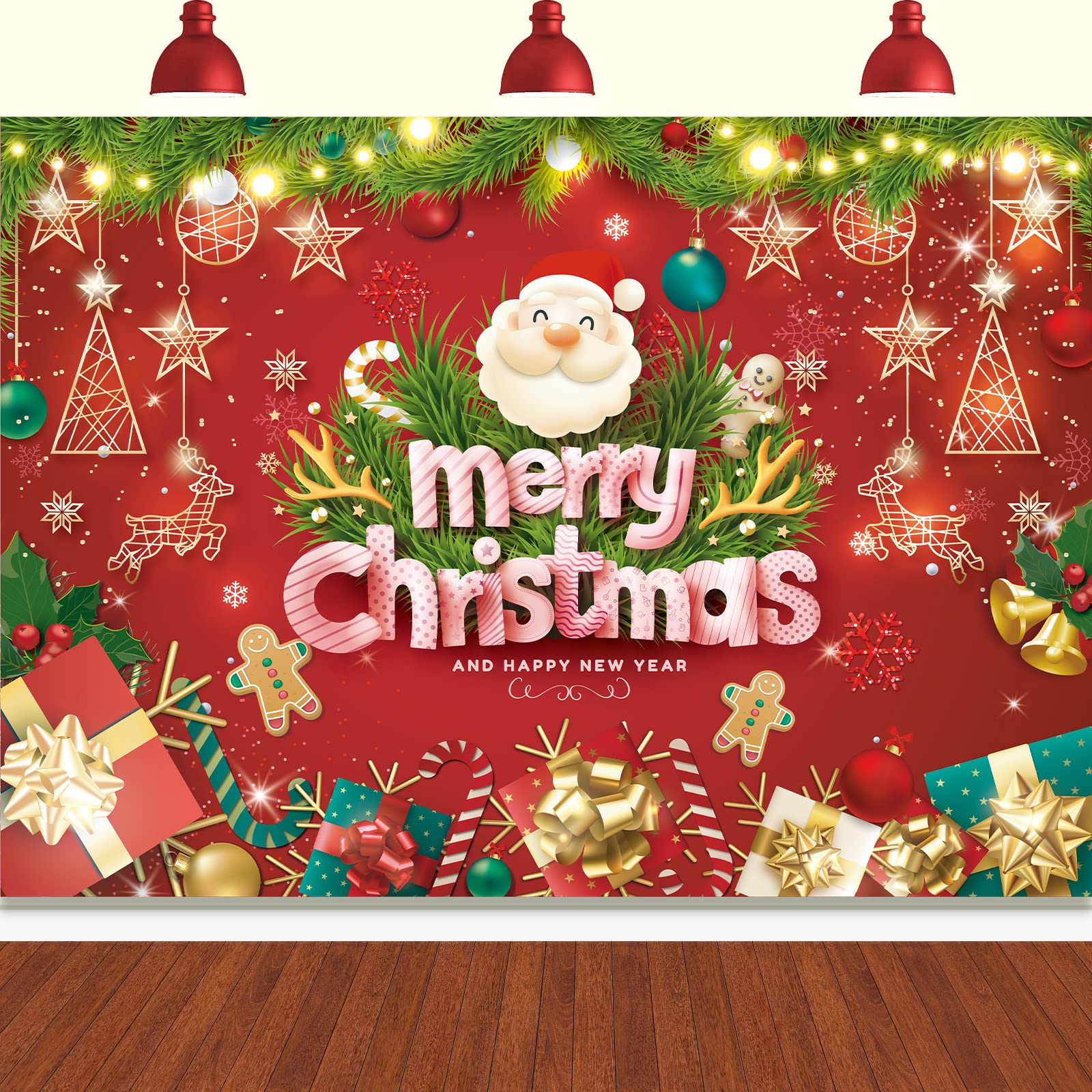 Amazon.com : Christmas Backdrop,7x5FT Merry Christmas Backdrop Red ...