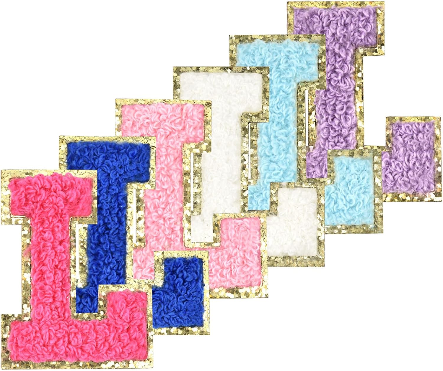 Amazon.com: 6Pcs Self Adhesive Chenille Letter Patches Iron on Varsity ...