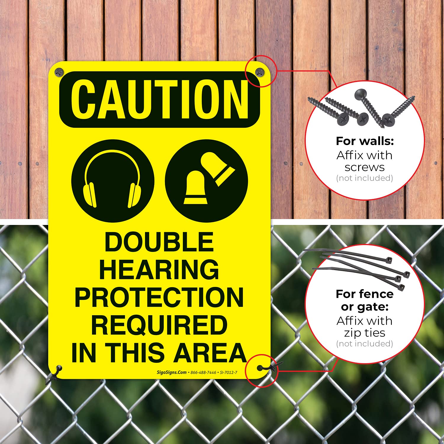 Double Hearing Protection Safety Sign BIP Personal Protective