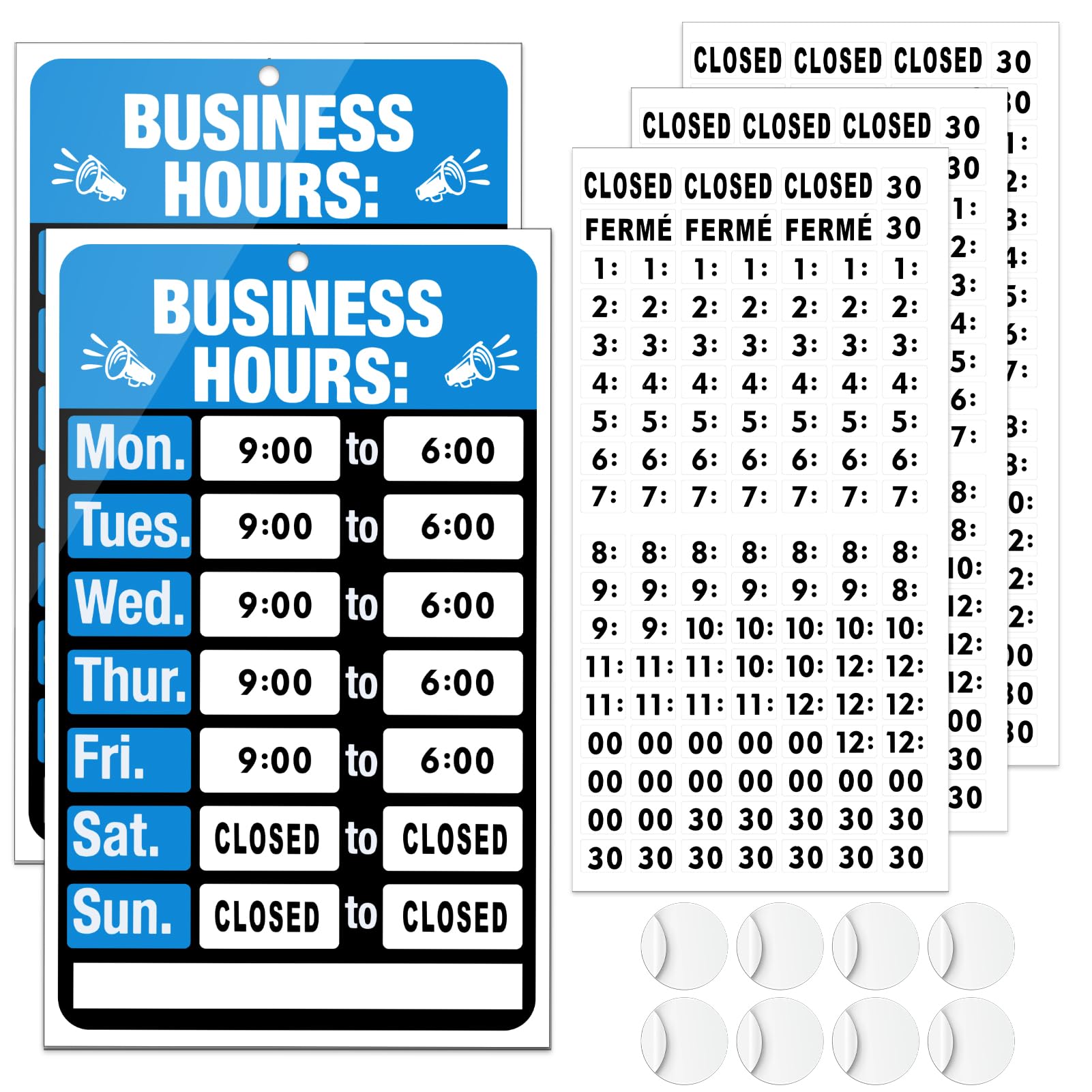 Snapklik.com : FlyCoco 2-Piece Business Hours Signs - Blue Sign Boards