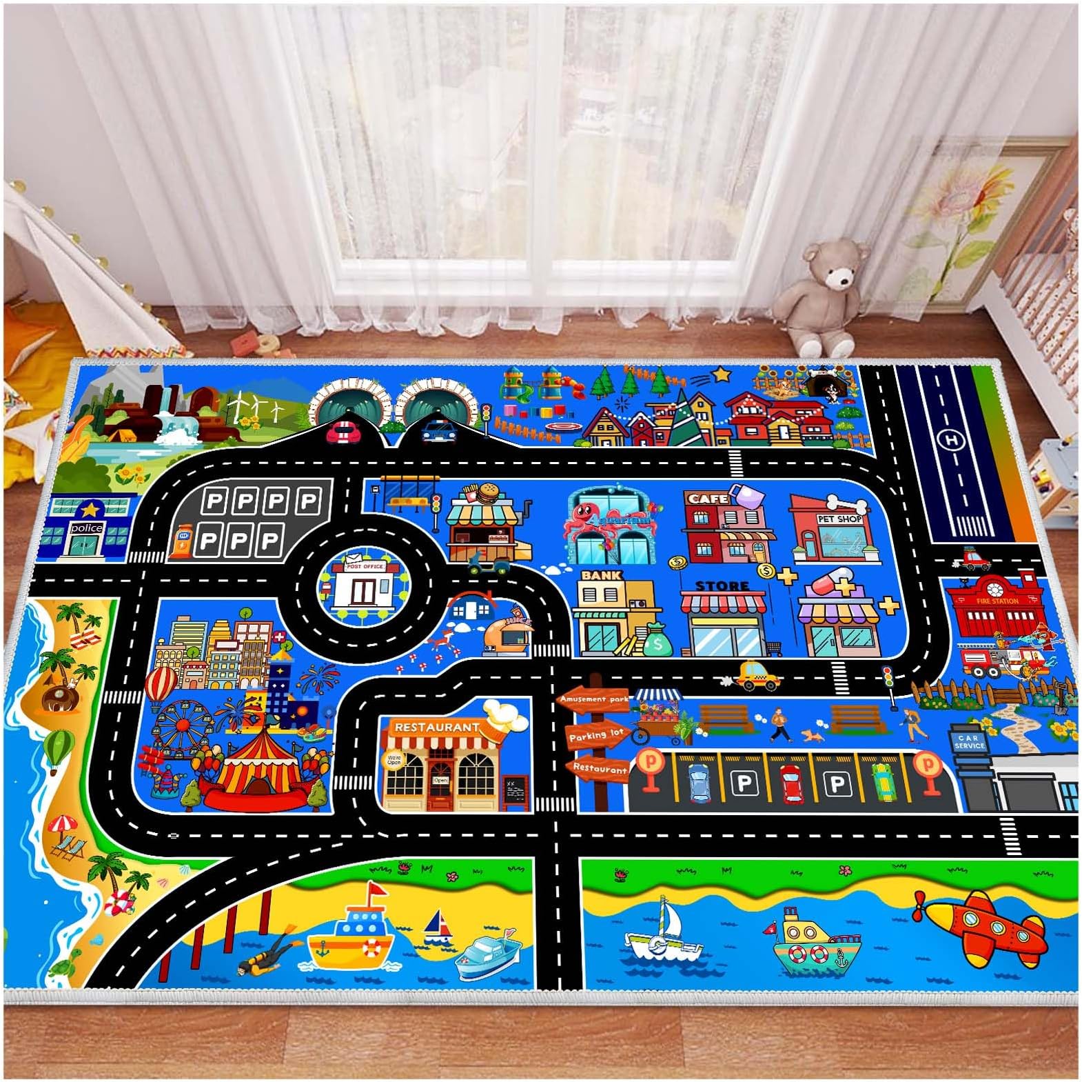 Amazon.com: YSYTLCL Kids Car Rug Play Mat Carpet for Cars Toys ...