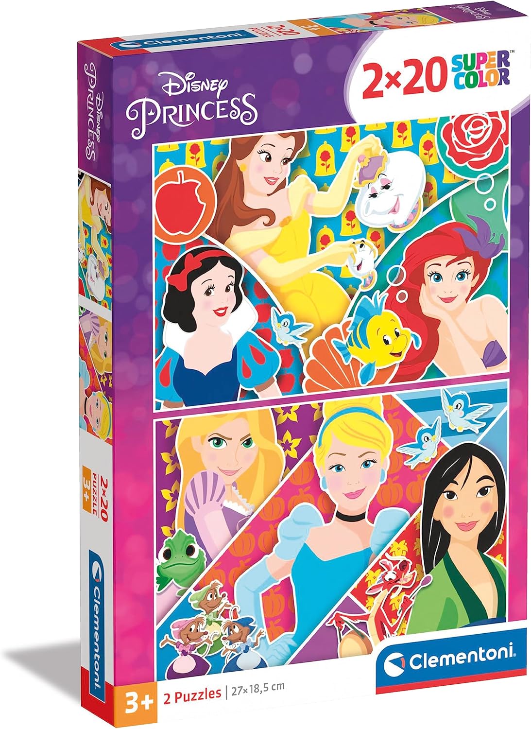 Clementoni Kids Puzzle Super Color Disney Princess 2X20 PCS (27 x 19 CM ...