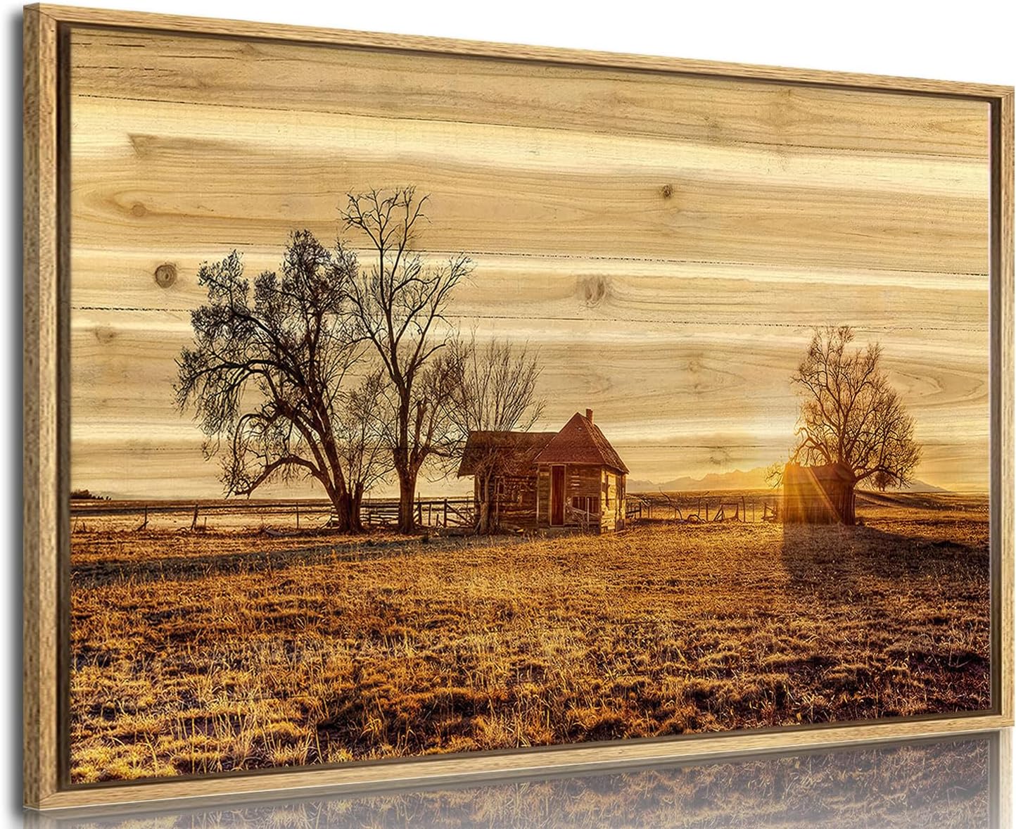 Amazon.com: Rustic Farmhouse Canvas Wall Art Country Sunset Landscape ...
