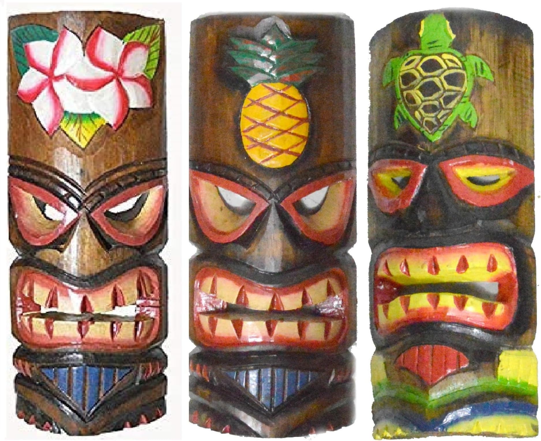 Amazon.com: Set of 3 Polynesian Hawaiian Tiki Bar Style Wall Masks 12 ...