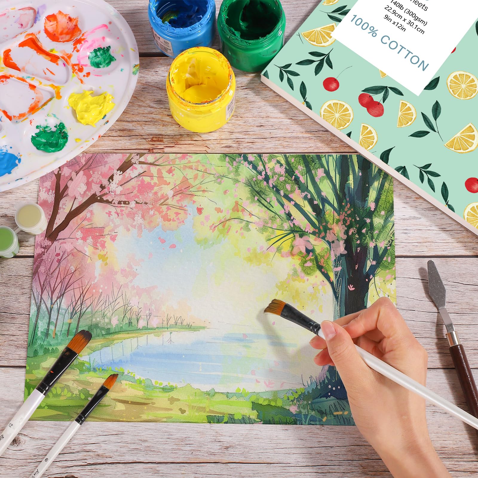 Snapklik.com : 30 Sheets Watercolor Paper Pad 9x12, 140 Lb/300 GSM Cold ...
