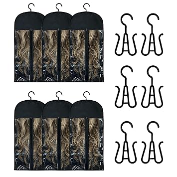 Amazon.com: 6PCS Wig Storage Bags with Hanger, 23.6" x 11.8"Wig Storage ...