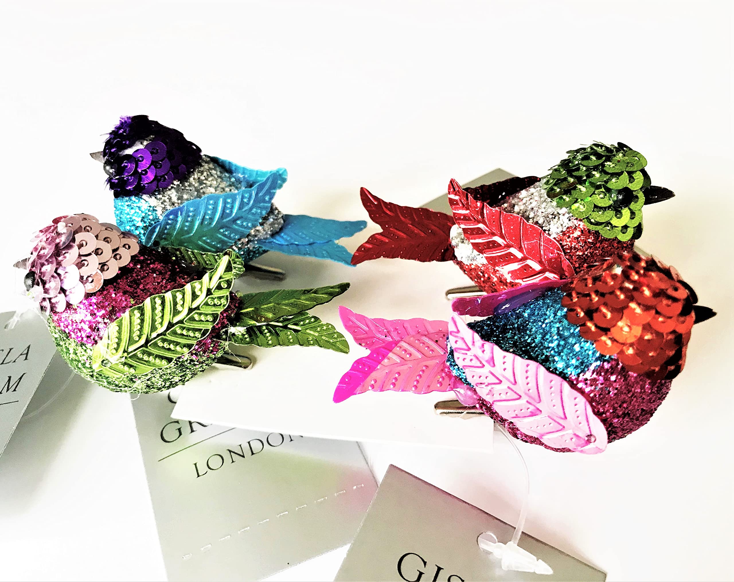 Gisela Graham Clip on Christmas Decoration Bird 6cm - Multi w Glitter ...