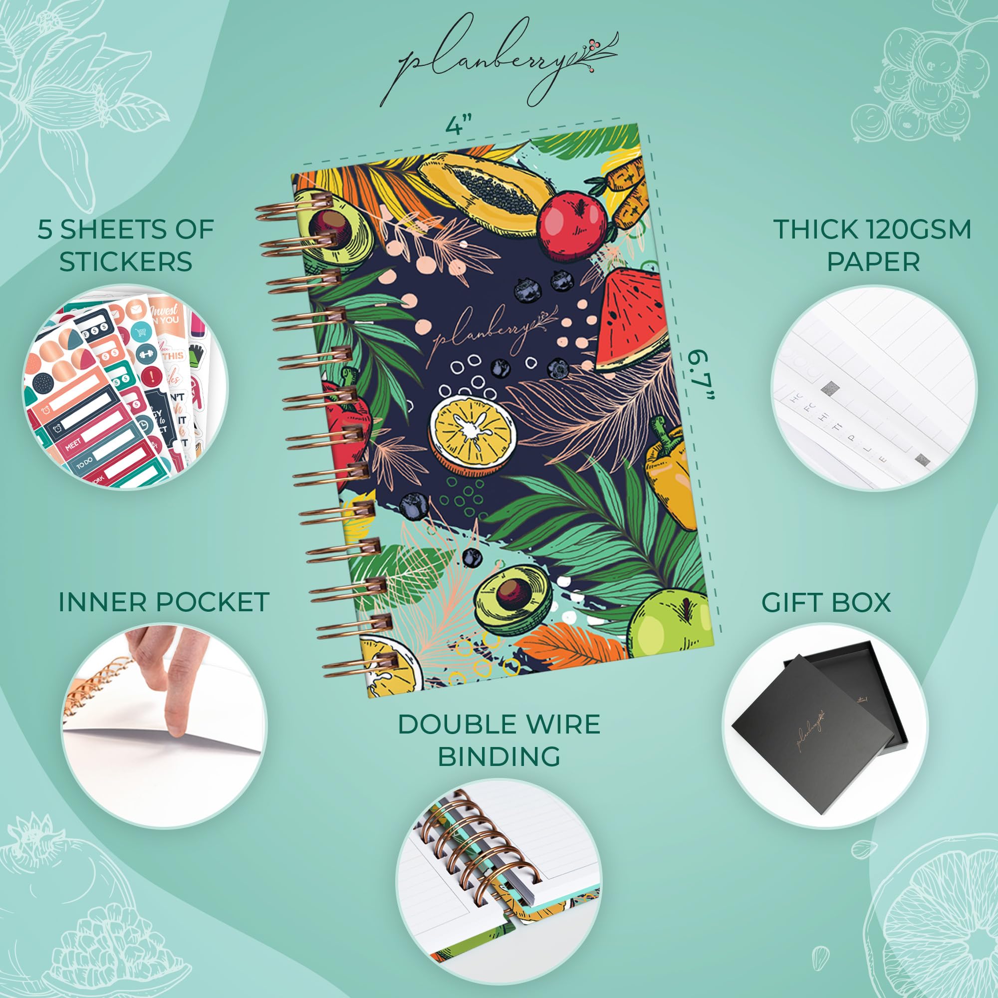 Snapklik.com : PLANBERRY Pocket Food Journal Premium Nutrition Planner ...