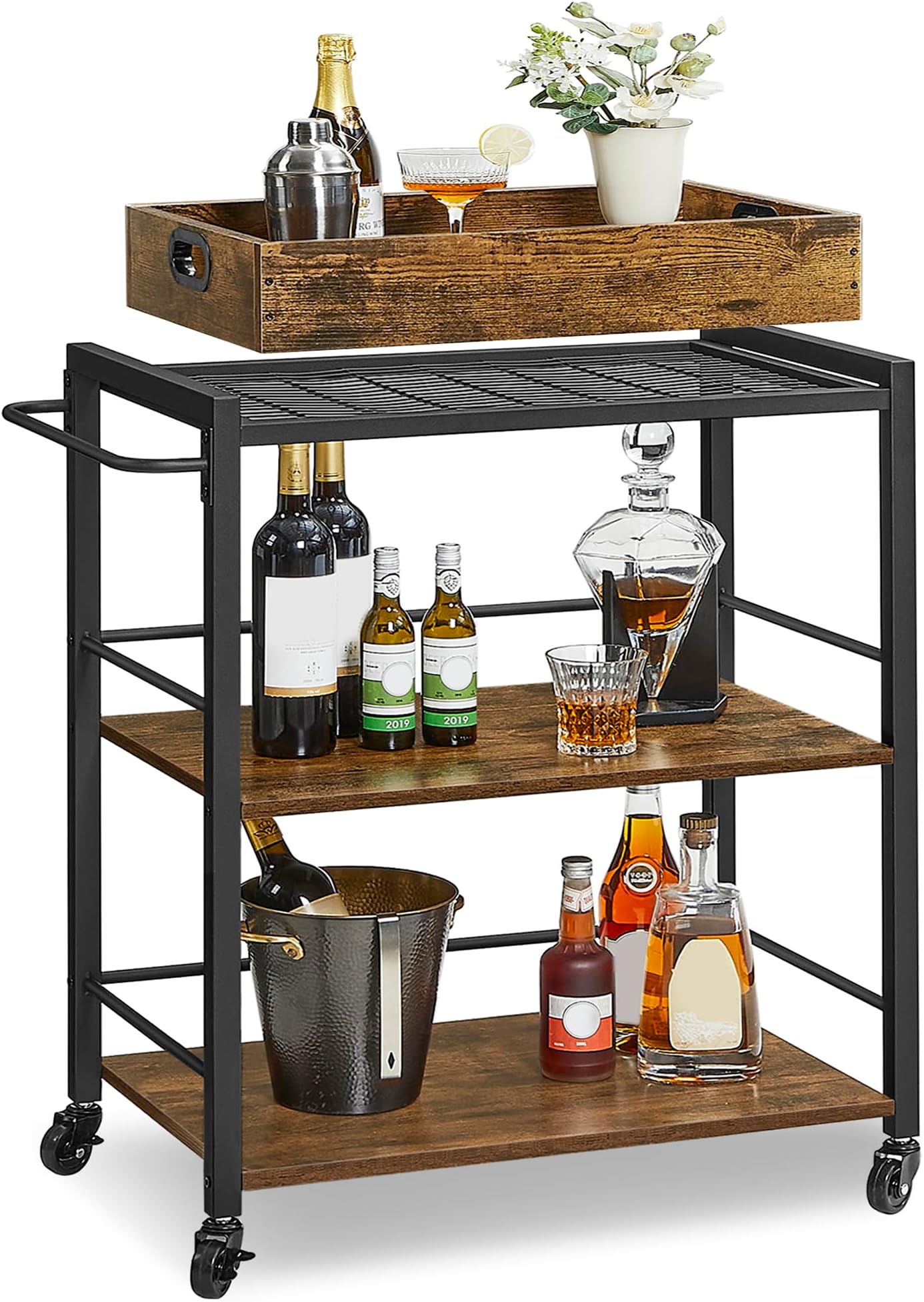 Amazon.com - Ohsuaniy Bar Cart, Serving Bar Carts for Home with Movable ...