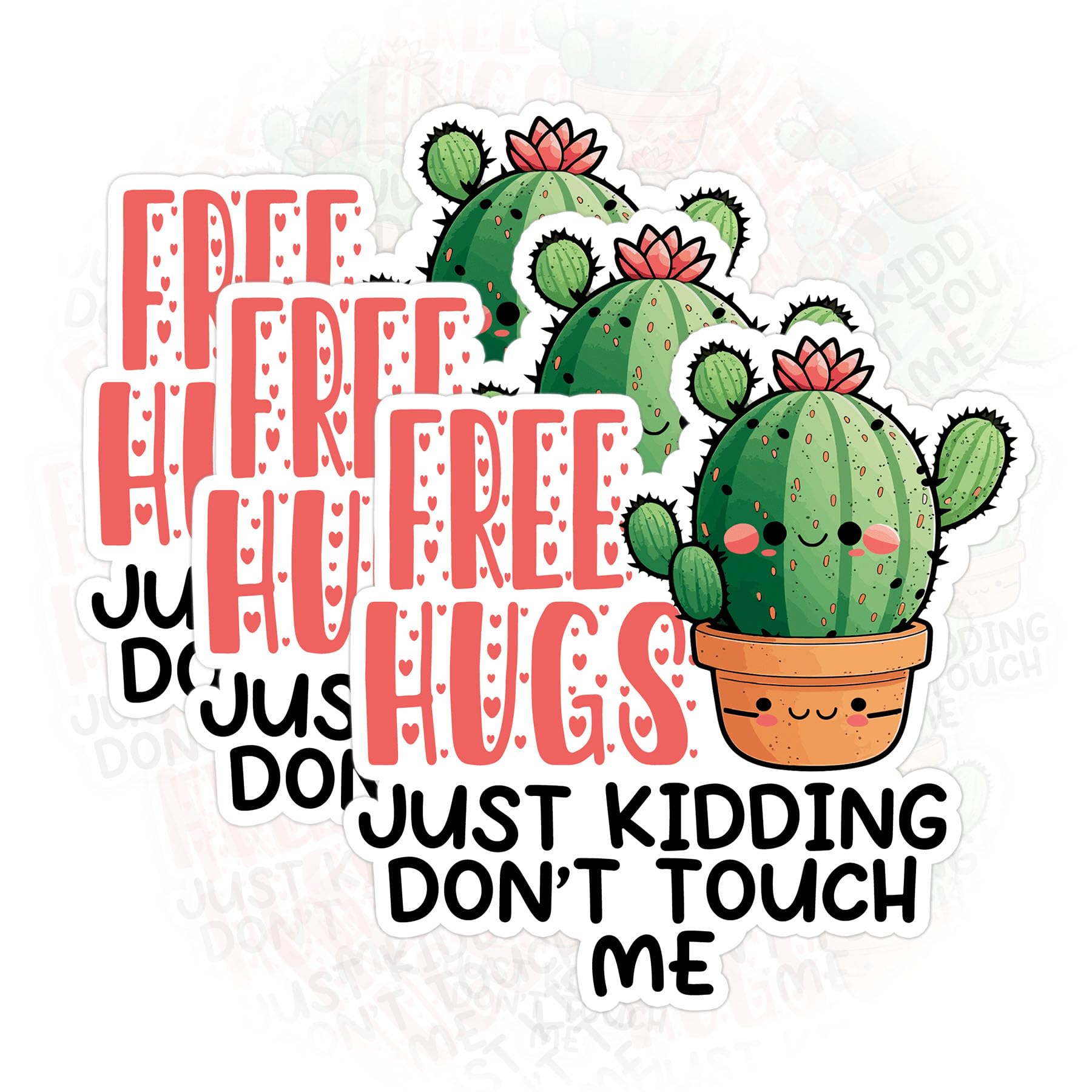Amazon.com: (3PCS) Free Hugs Just Kidding Don't Touch Me Sticker Meme ...