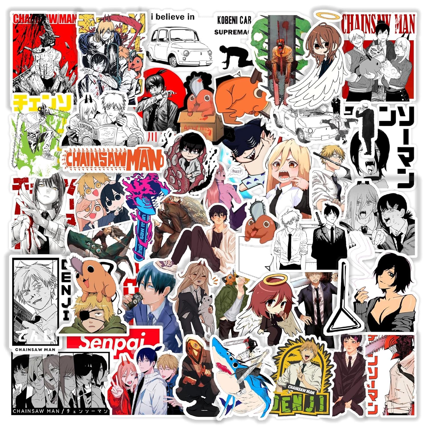 50+PCS Anime Chainsaw Man Stickers – Waterproof Vinyl Stickers for ...
