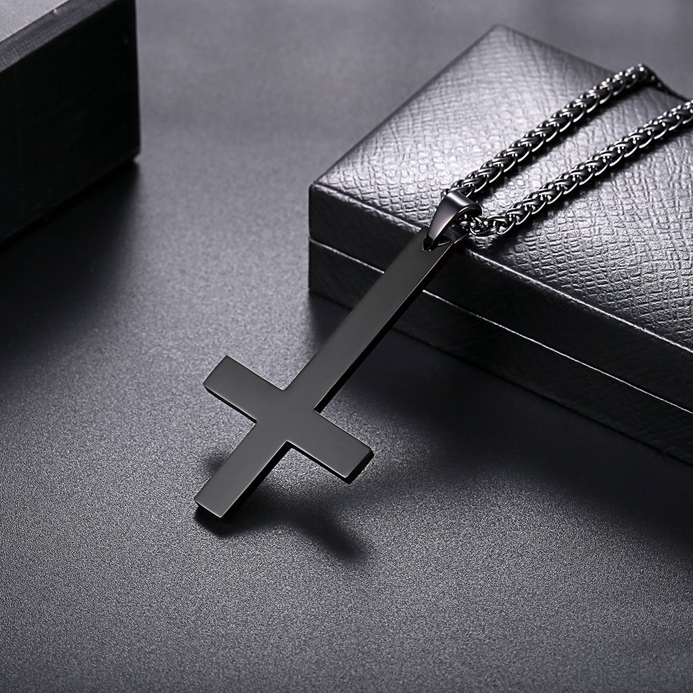 Stainless Steel Inverted Cross Necklace, Upside Down Cross, Gothic ...