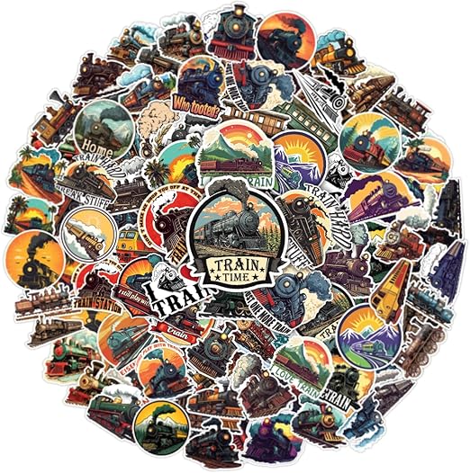 Amazon.com: 64 Pcs Train Stickers - Vintage Trains Sticker Waterproof ...