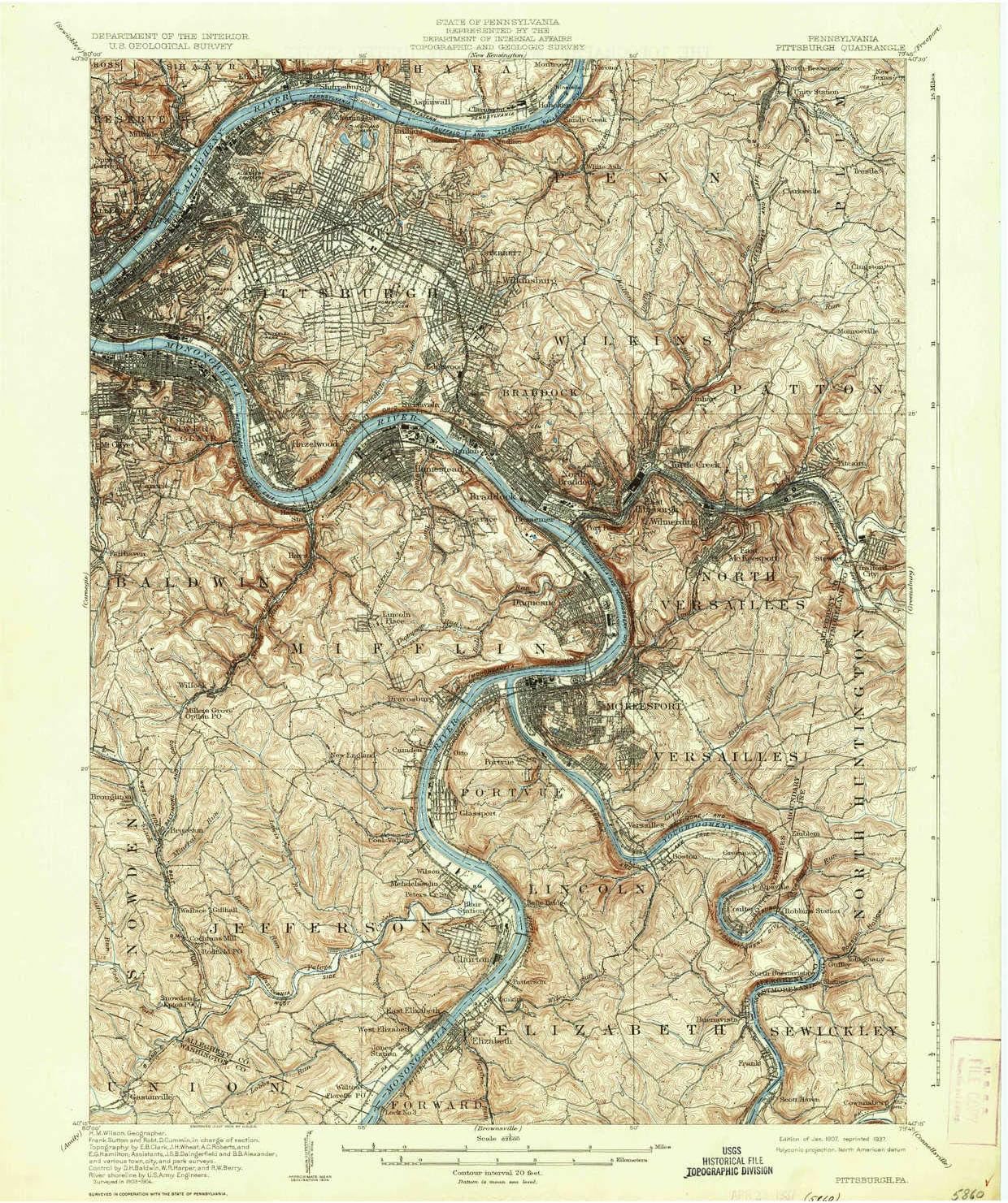 Amazon.com : YellowMaps Pittsburgh PA topo map, 1:62500 Scale, 15 X 15 ...