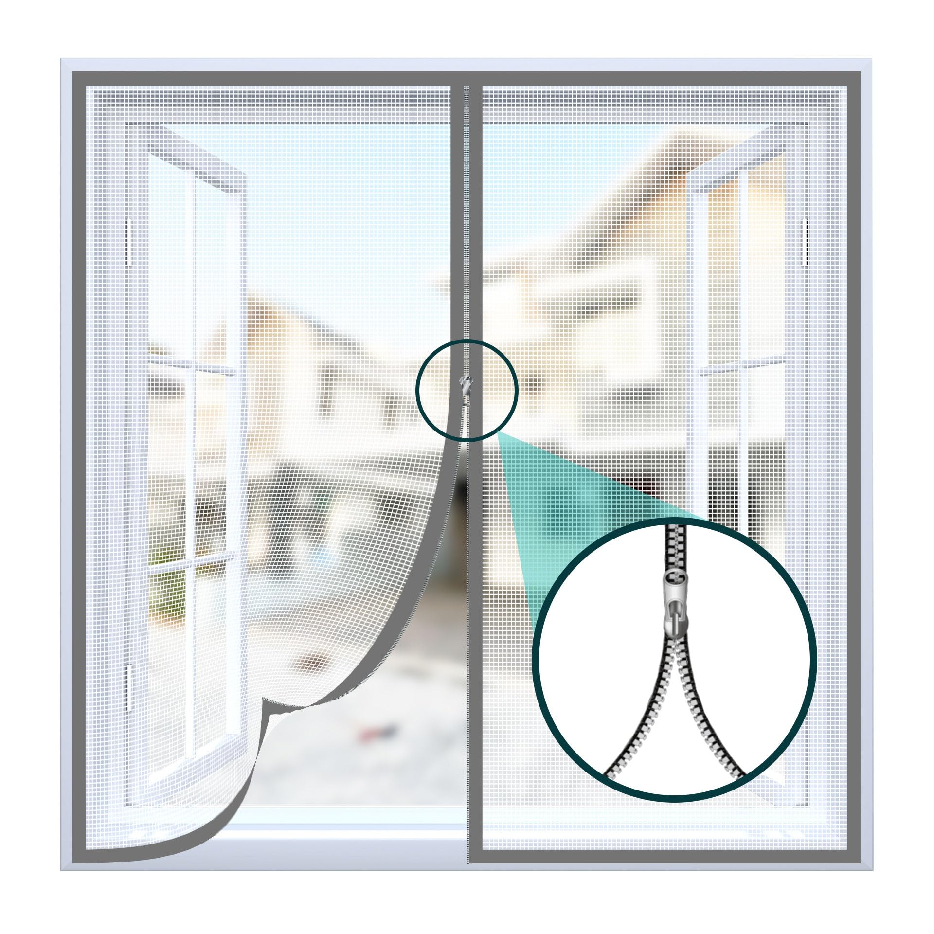 SafeMyles Pre-Stitched Zipper Window Mosquito Net 120 GSM Fiberglass ...