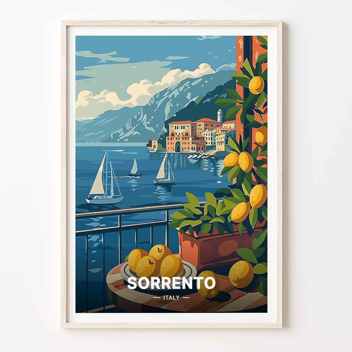Amazon.com: Sorrento Italy Lemon Coast Poster, Mediterranean Travel Art ...