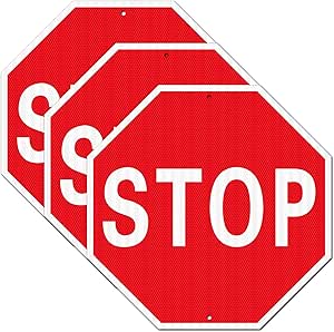Large Stop Sign, 3 Pack 18 x 18 Inches High Intensity Prismatic ...