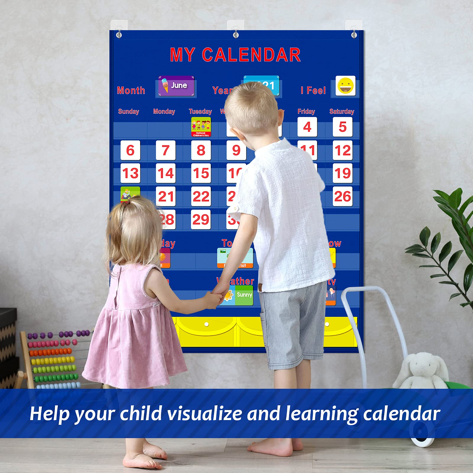 Calendar and Weather Pocket Chart for Kids Learning, Monthly Calendar ...