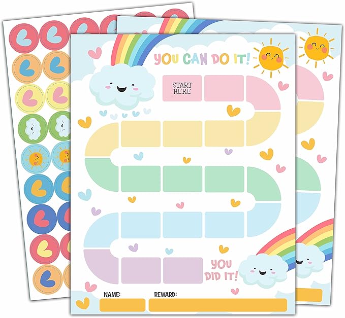 Amazon.com : 20 Rainbow Reward Chart with 432 Round Stickers, Incentive ...