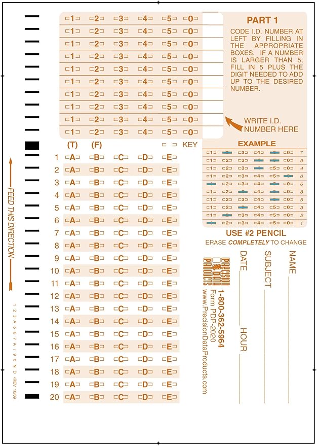 Amazon.com: 2020-C Compatible Testing Sheets, PDP-12020, (100/pkg ...