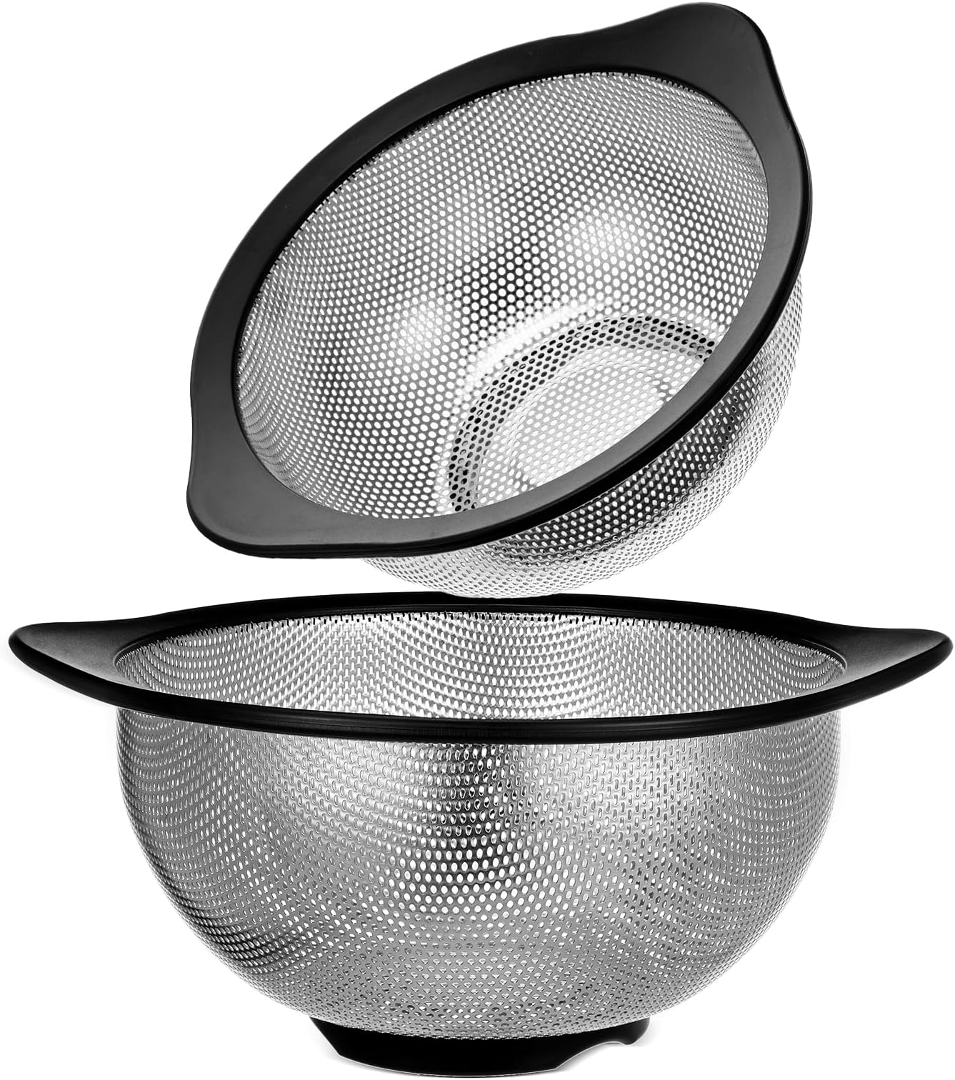 Amazon.com: Set of 2 Stainless Steel Colanders, 2.5 and 4.3 Quart ...