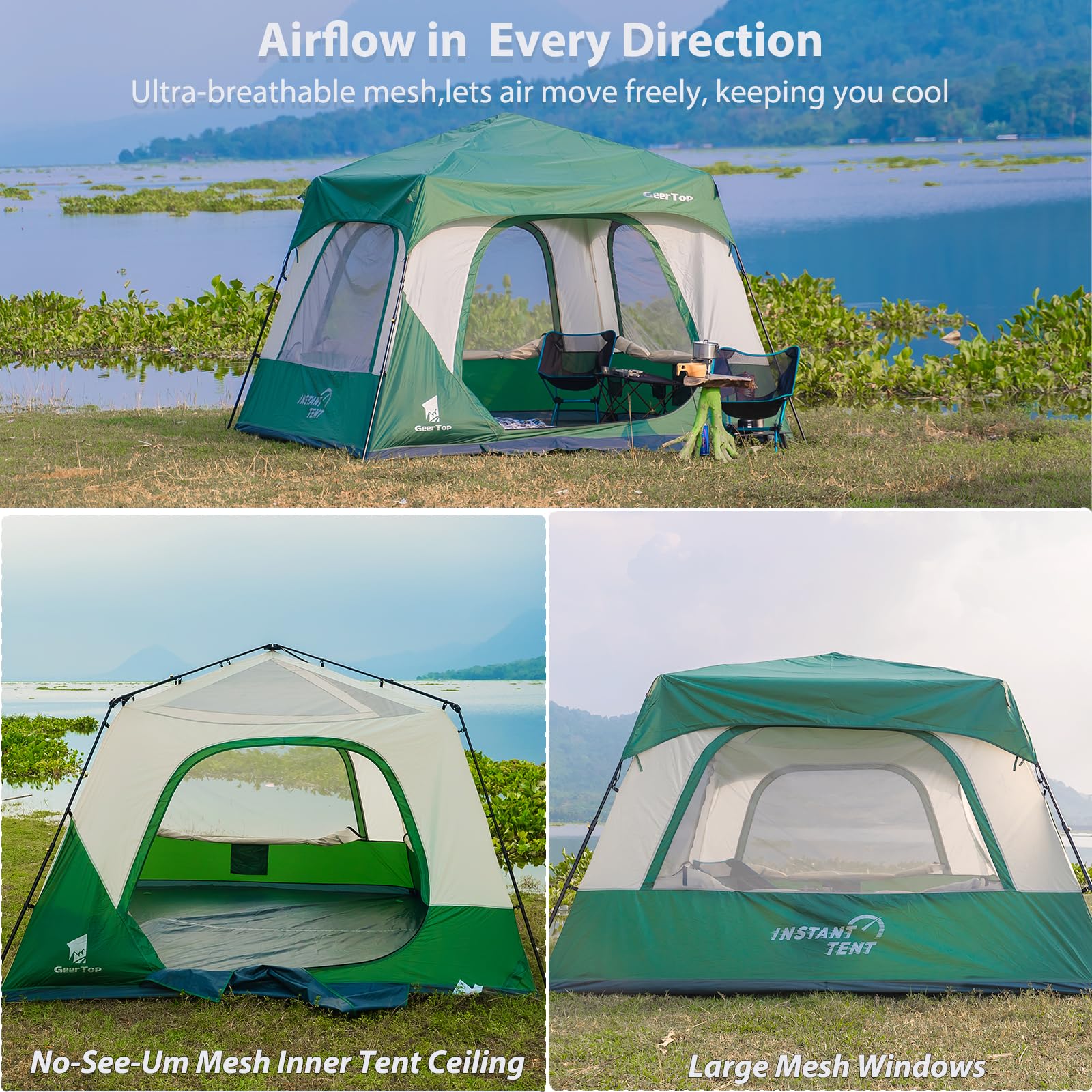Snapklik.com : GEERTOP 6-Person Instant Cabin Tent Easy 60-Second Setup ...