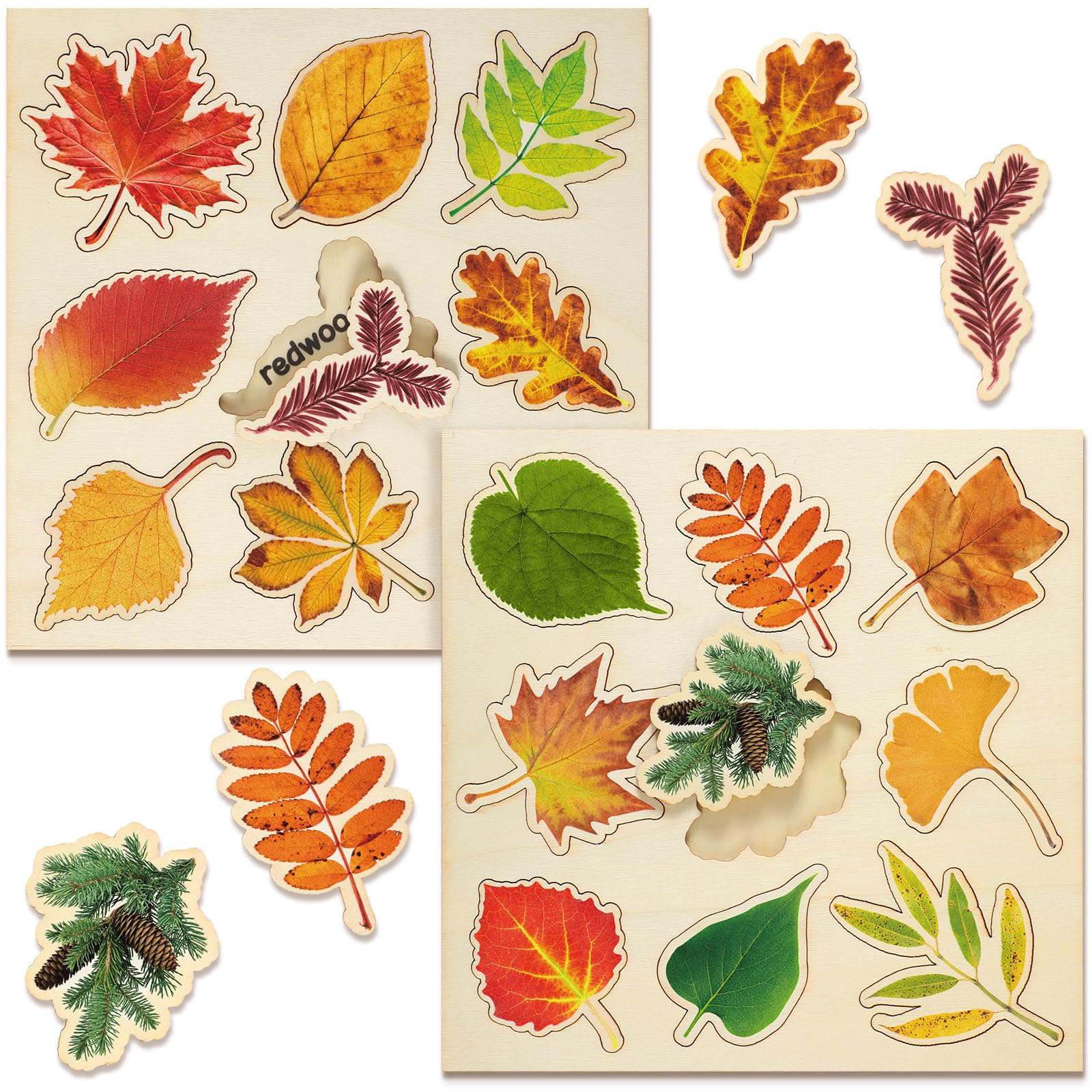 Amazon.com: Kathfly 2 Pieces Leaf Wooden Jigsaw Puzzles Leaf Puzzle ...