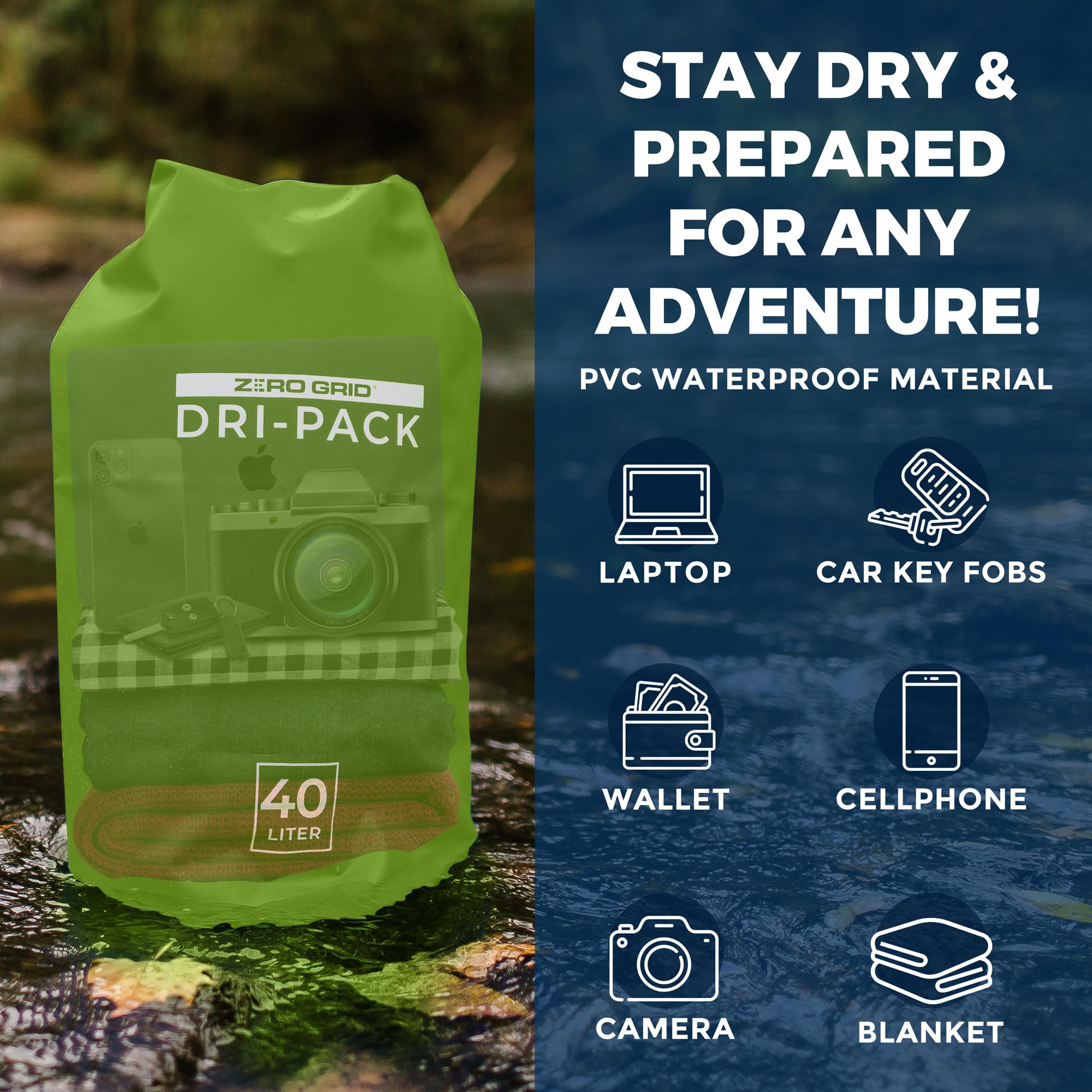Snapklik.com : Waterproof Dry Bag - Floating Roll Top Drybag Keeps Dry ...