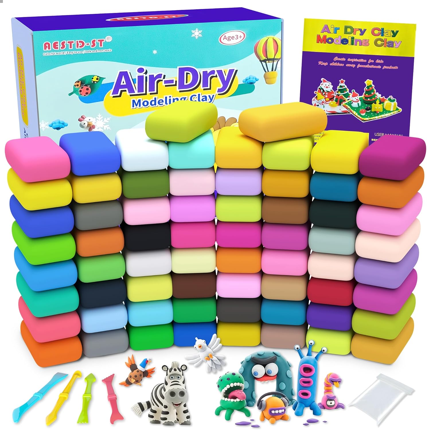 Arcilla seca al aire, 66 colores, arcilla para modelar para niños ...