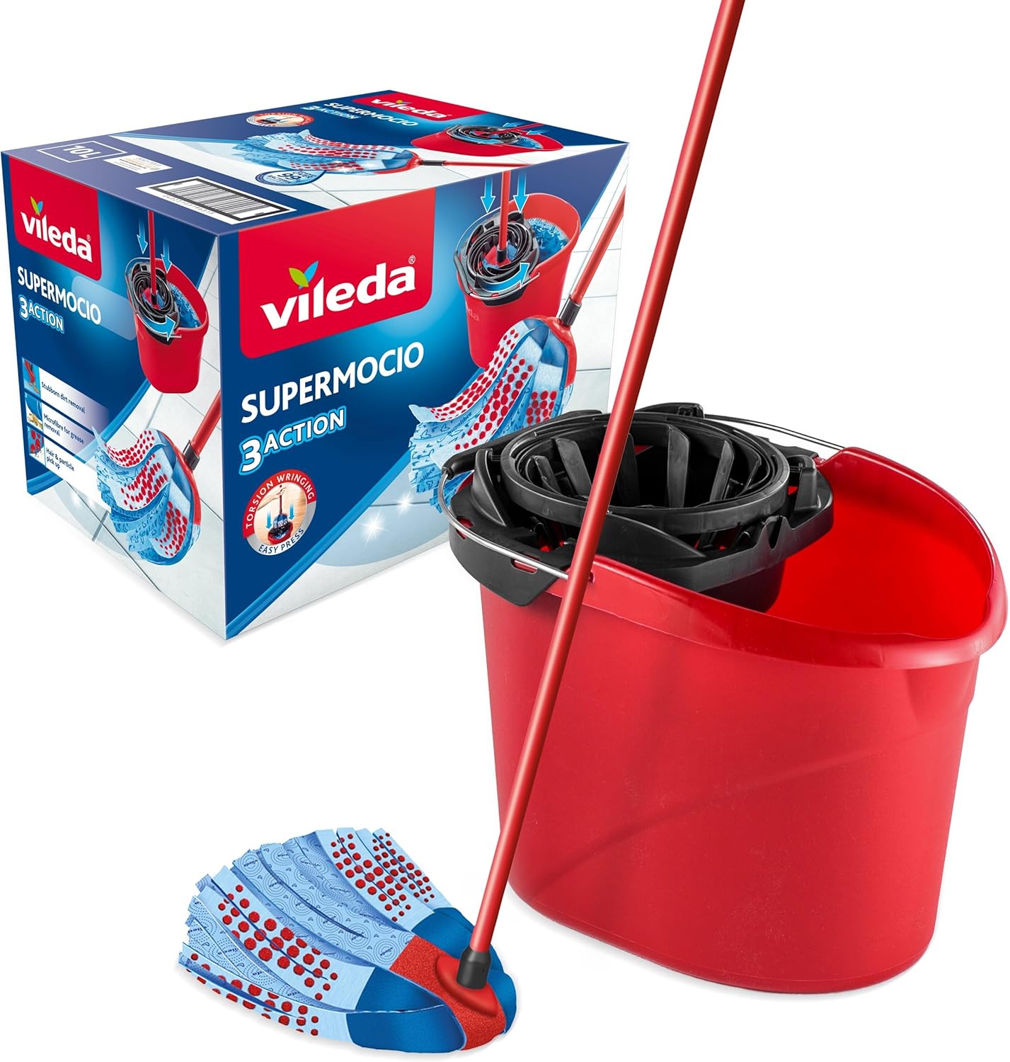 Vileda SuperMocio 3Action – large microfibre mop with 3 fibres |Mocio ...