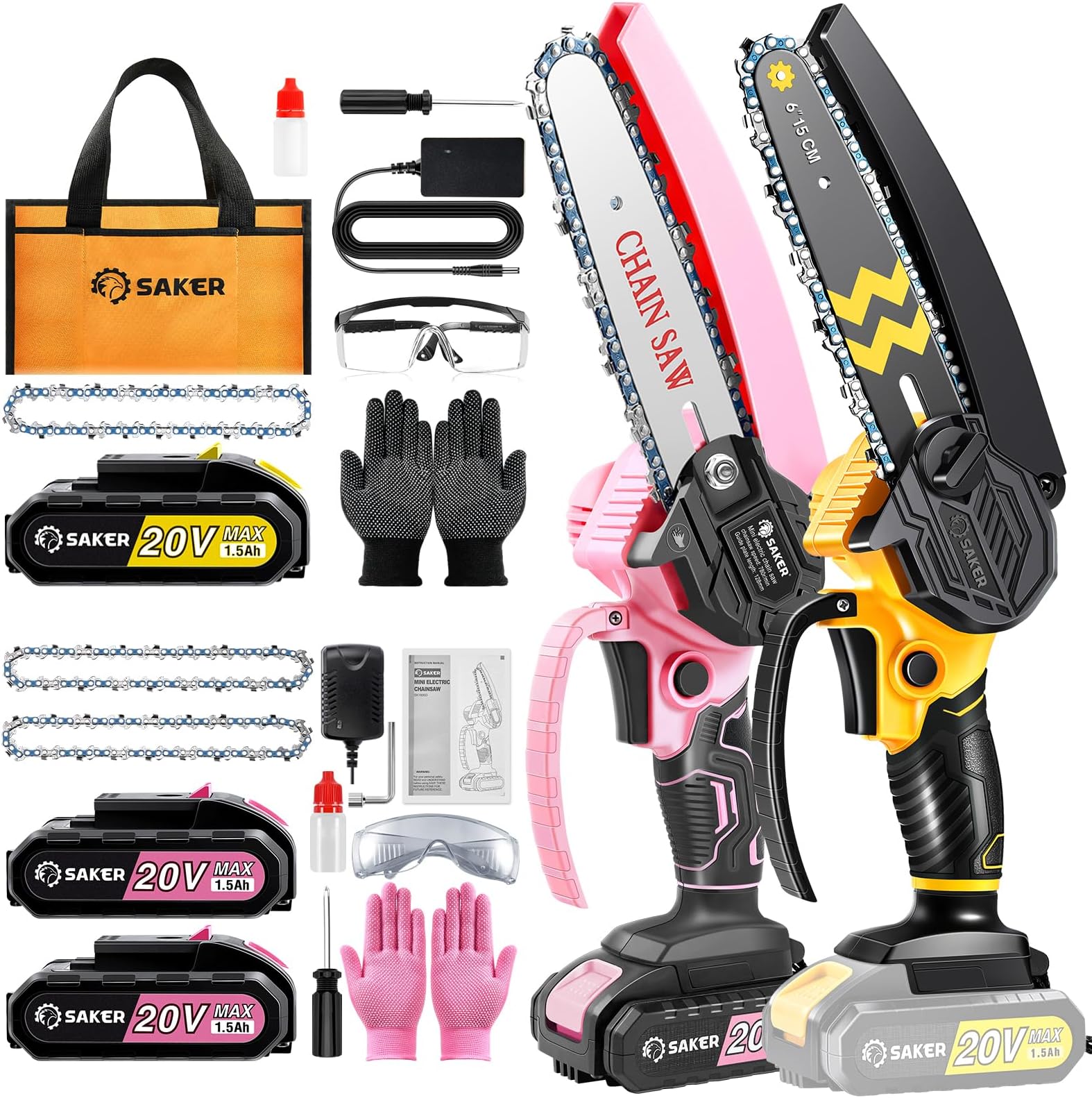 Amazon.com: Saker Mini Chainsaw Cordless 6-Inch 2023 Upgrade Switch ...