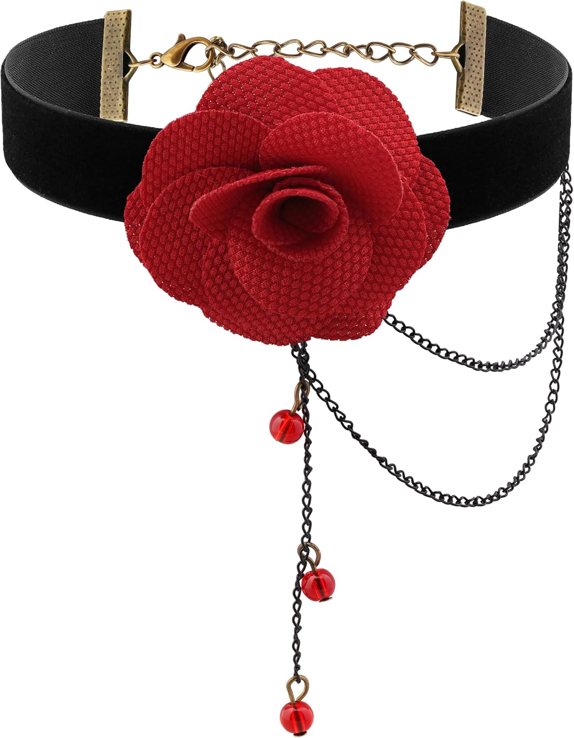 Amazon.com: Sacina Red Flower Choker, Black Velvet Victorian Choker ...