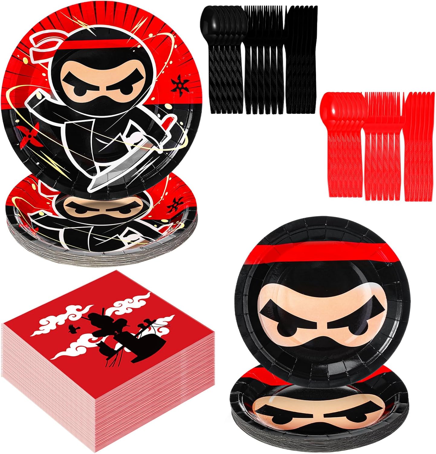 Amazon.com: Gejoy 96 Pcs Ninja Birthday Party Supplies Decorations ...