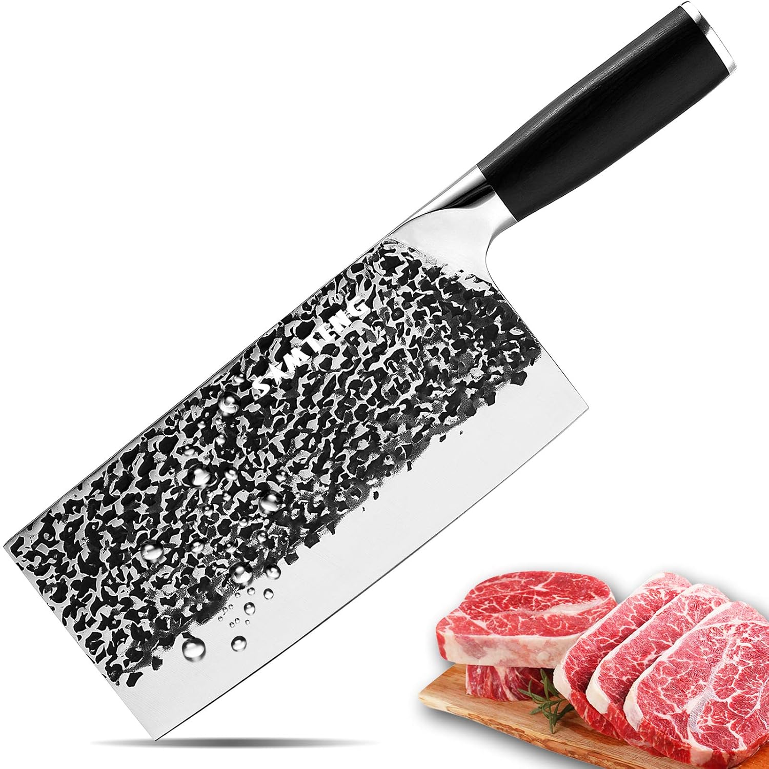 Buy SMTENG 8 Inch butcher knife meat cleaver knife，heavy duty clad ...