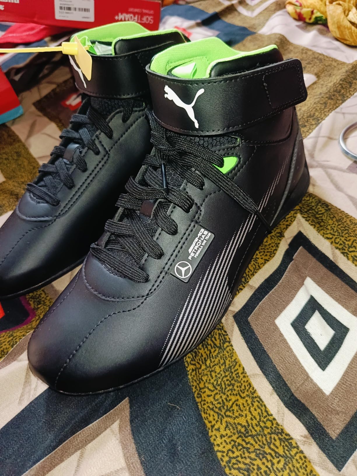 Buy Puma Unisex-Adult MAPF1 Neo Cat Mid 2.0 Black-Fizzy Green Sneaker ...