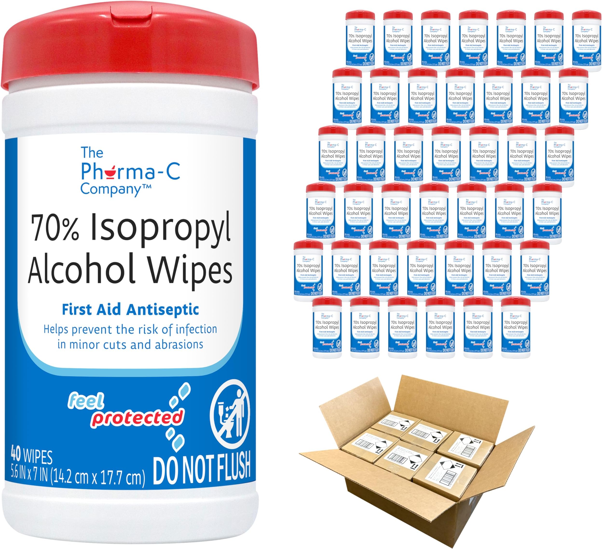 Amazon.com: Pharma-C 70% Isopropyl Alcohol Wipes [6 pack of 6ct cases ...