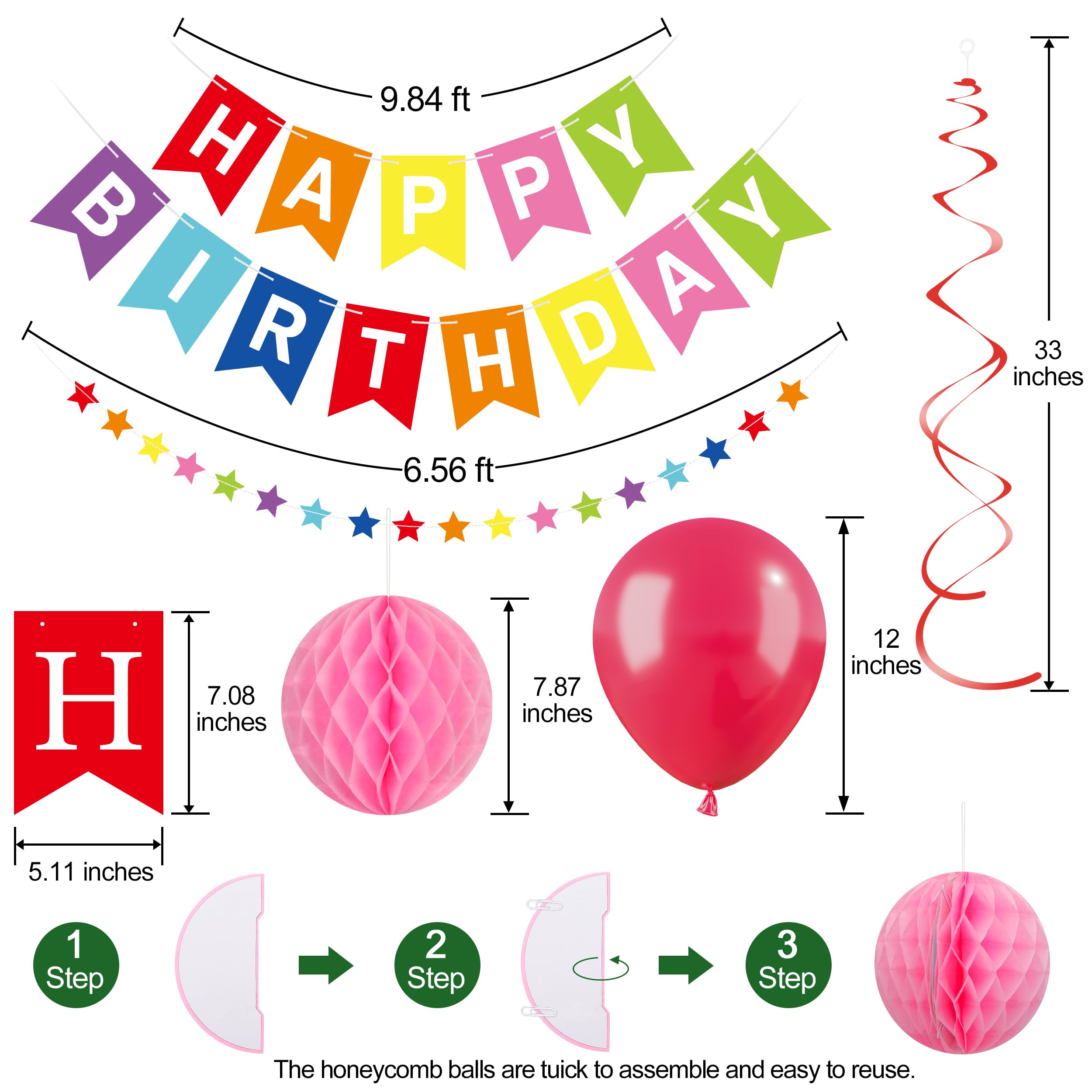 Snapklik.com : Colorful Happy Birthday Party Decorations For Women ...