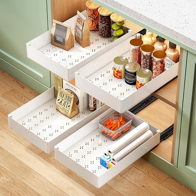 Amazon.com: Pull out Cabinet Organizer, ABS Peel and Stick Sliding Roll ...