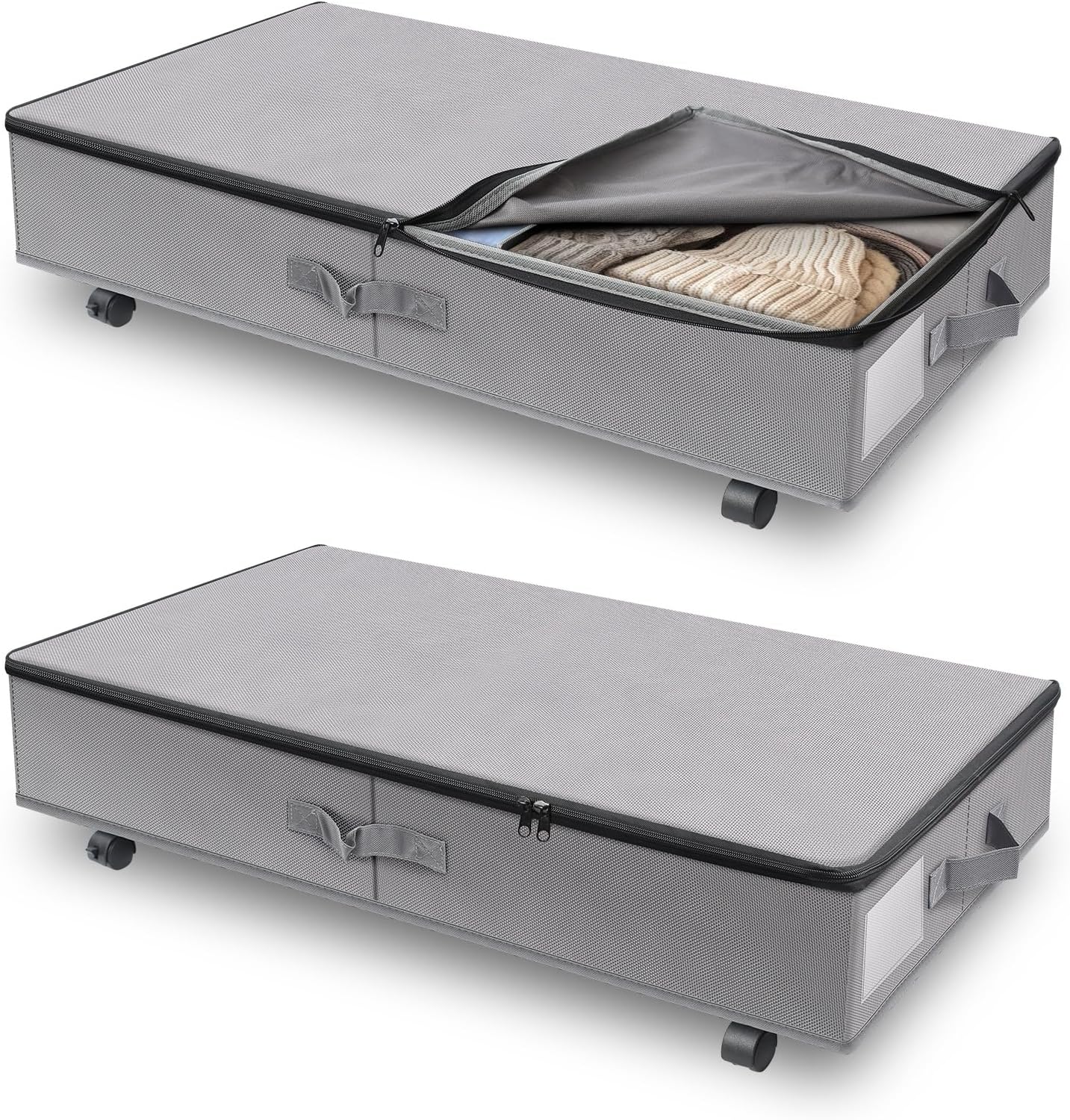 Under Bed Storage Bag with Wheels, 2-Pack Underbed Storage Organizer ...