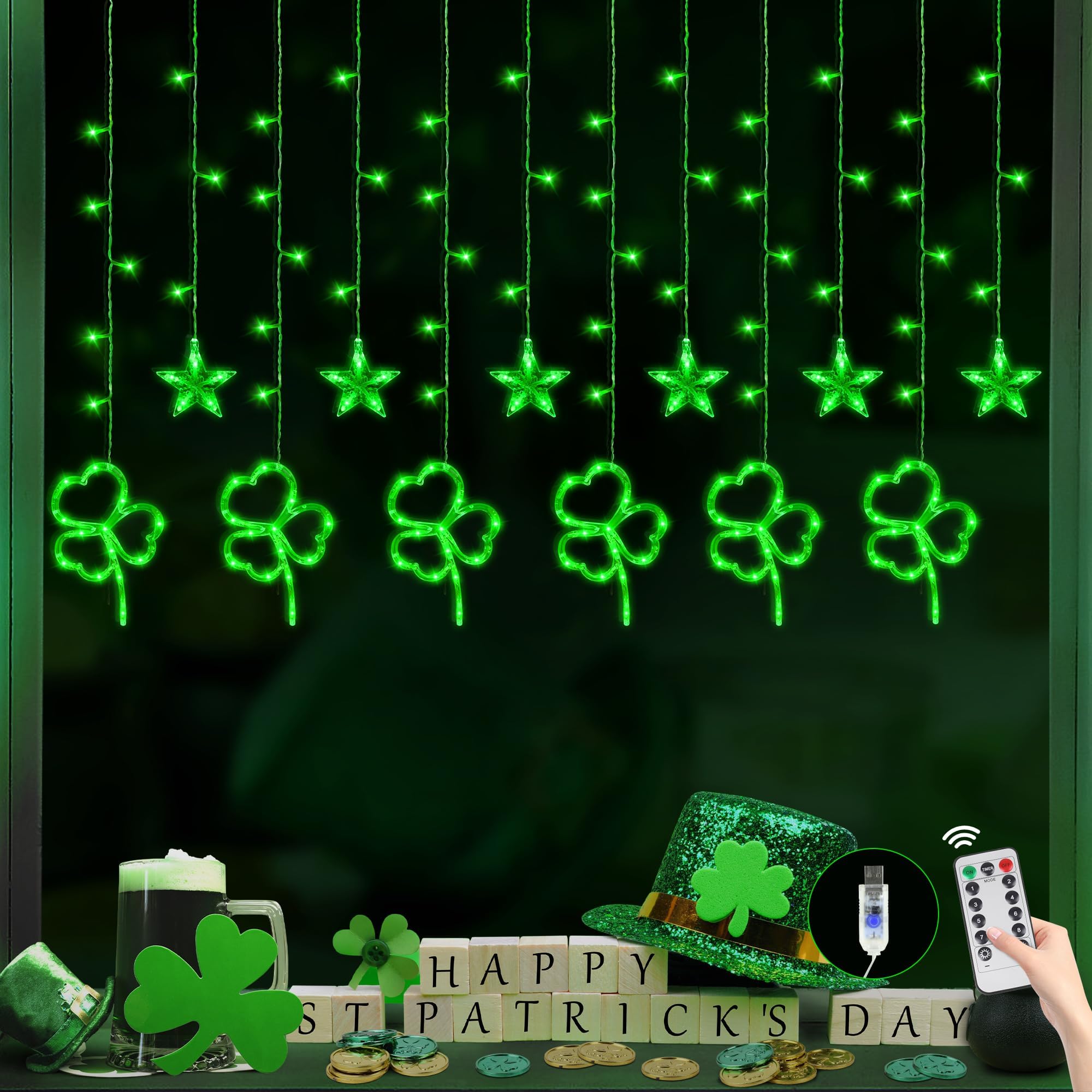 Amazon.com: [Timer, 8 Modes] St. Patrick's Day Window Lights ...