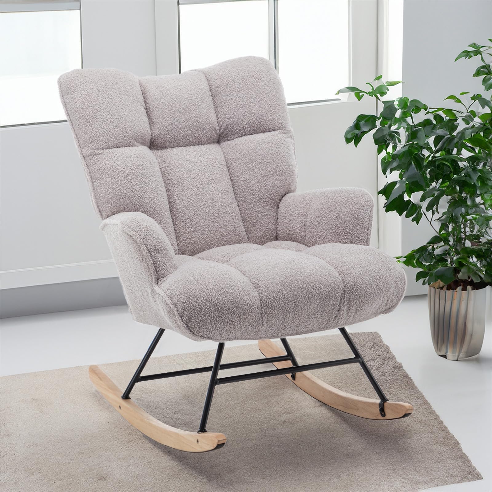 Amazon.com: SPOFLYINN Rocking Chair for Nursery Wingback Glider Rocker ...