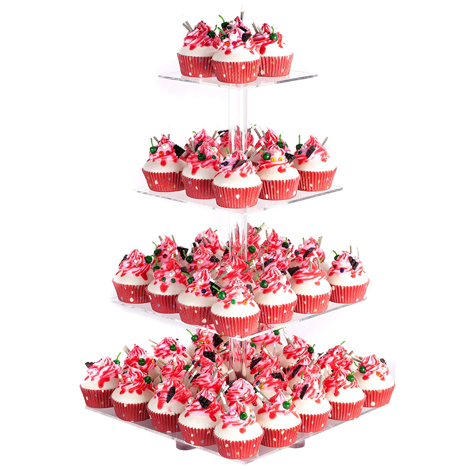 YestBuy 4 Tier Acrylic Cupcake Stand with Base, Cake Stand, Premium ...