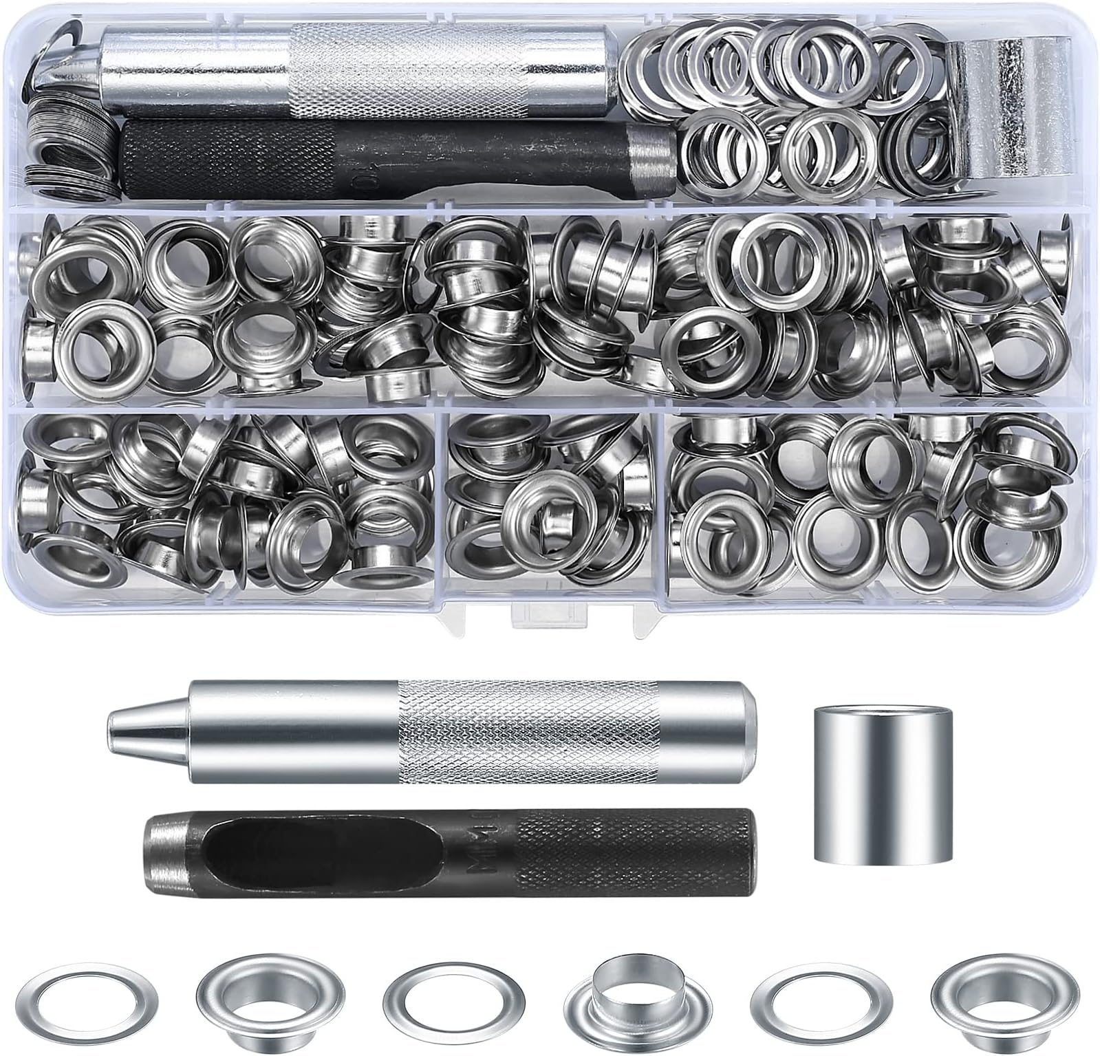 Grommet Kit 100 Sets 1/2 Inch Grommet Eyelets with 3 Grommet Setting ...