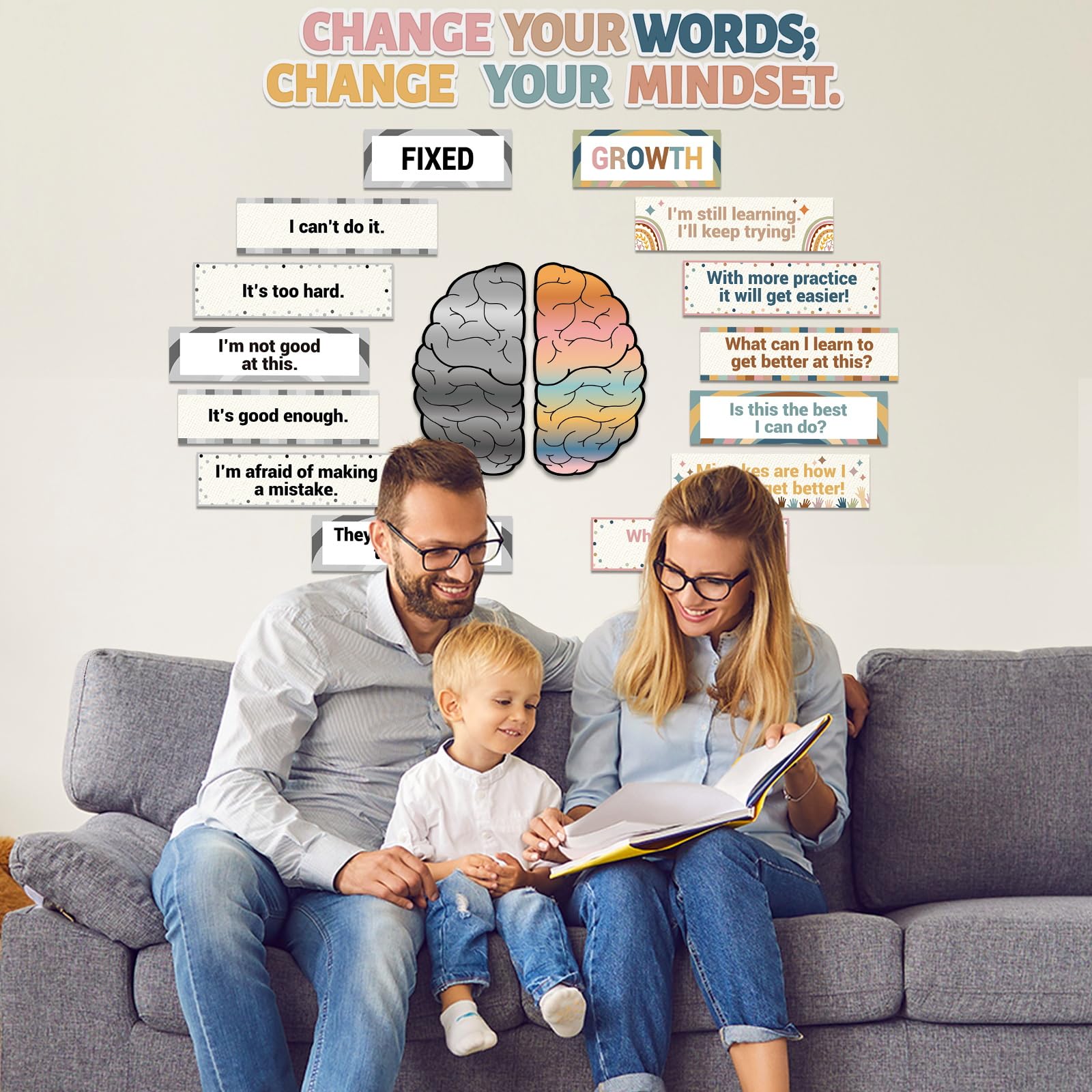 Snapklik.com : Boho Rainbow Growth Mindset Bulletin Board Inspirational ...