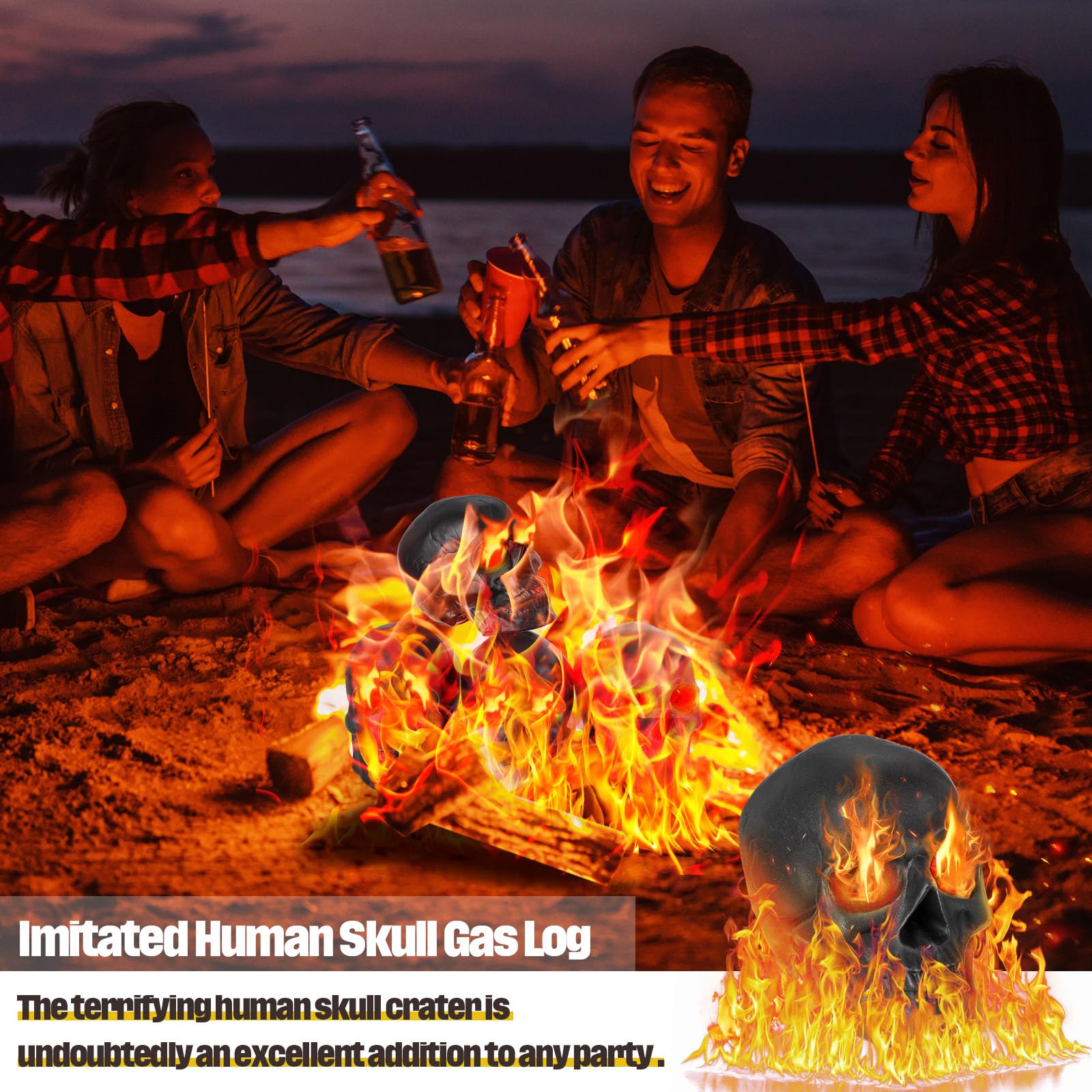 Snapklik.com : Wettarn 5 Pcs Imitated Human Skull Gas Log Shaped Fire ...